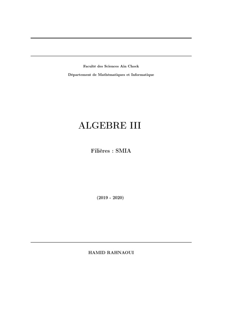 Algèbre III | PDF