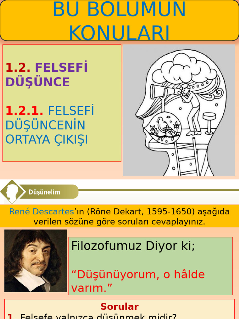 10 Fel. 1. Ünt 3. Böl. Felsefi̇ Düşünceni̇n Ortaya Çikişi | PDF