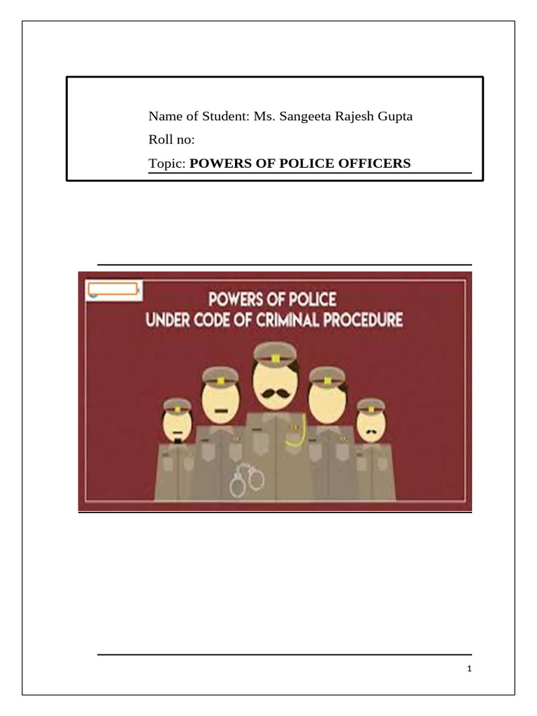 Powers of Police Officer | PDF
