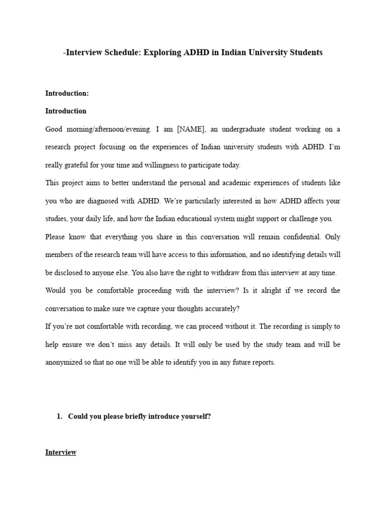 Adhd Interview | PDF