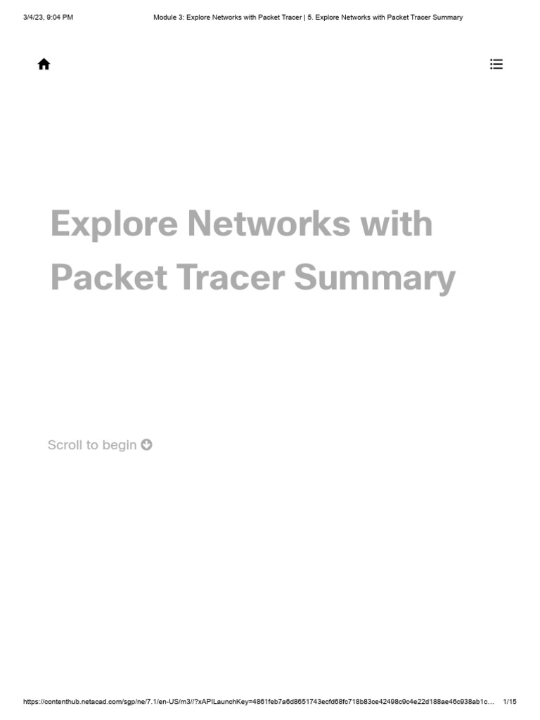 Module 3 - Explore Networks With Packet Tracer - 5. Explore Networks With Packet Tracer Summary ...