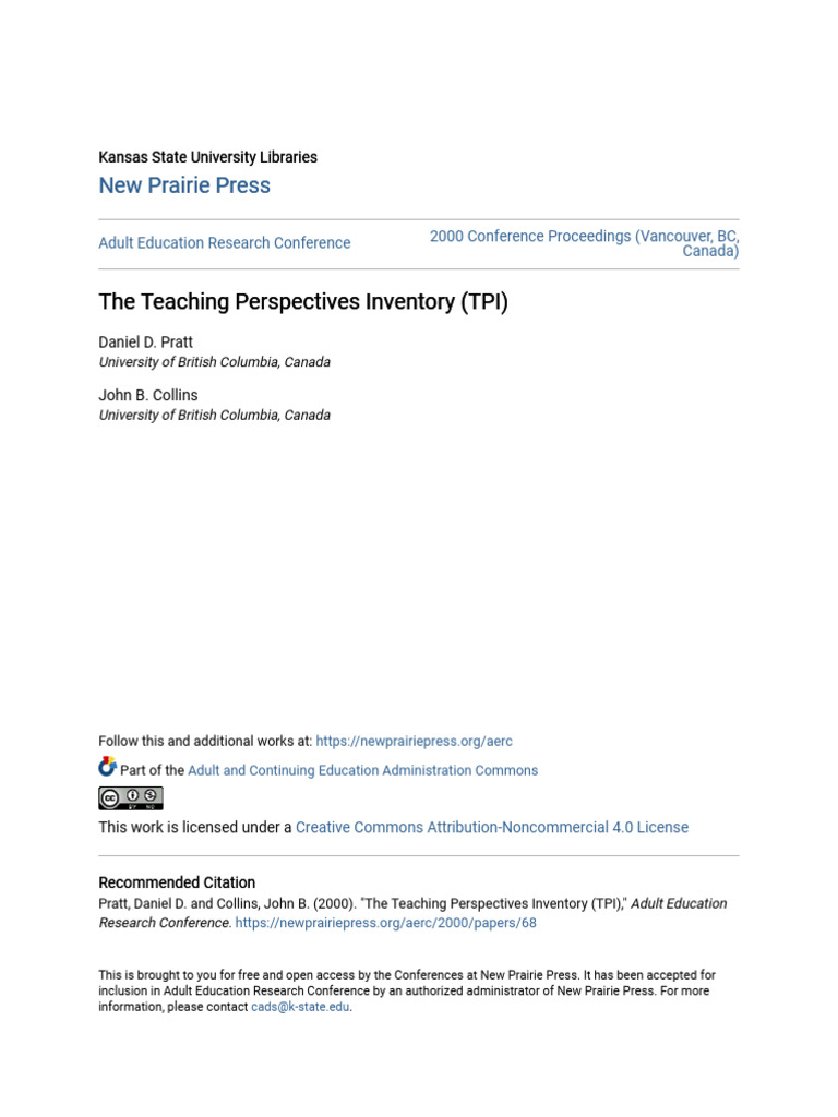 Teaching Perspectives Inventory Overview | PDF | Learning | Teachers