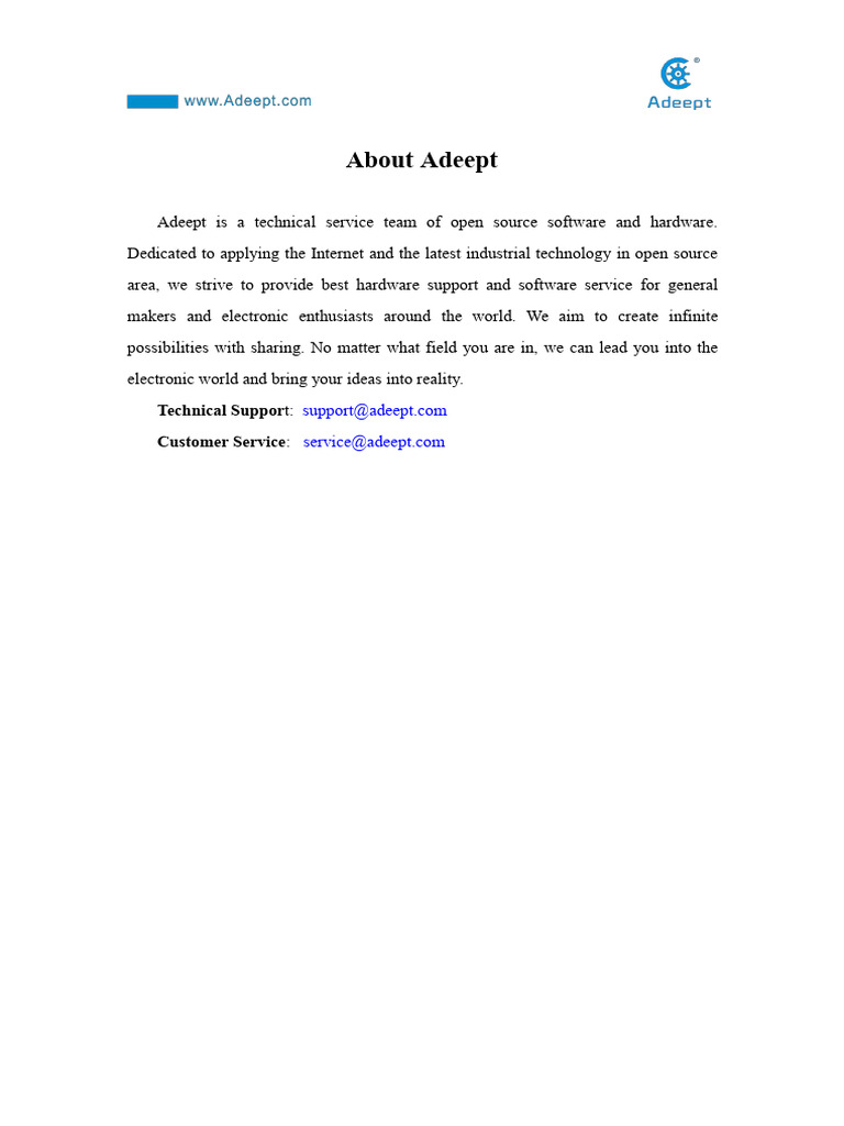 About Adeept and Technical Support | PDF