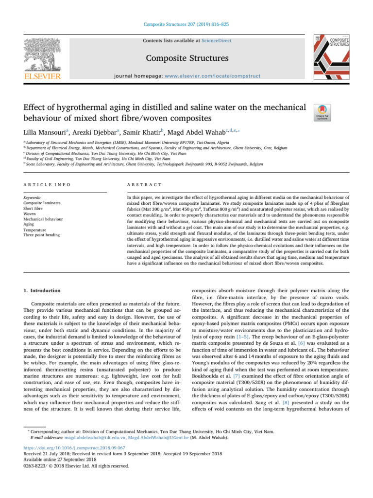 Effect of Hygrothermal Aging in Distilled and Saline Water On The ...