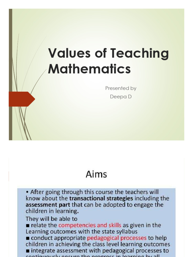 Values of Teaching Mathematics | PDF