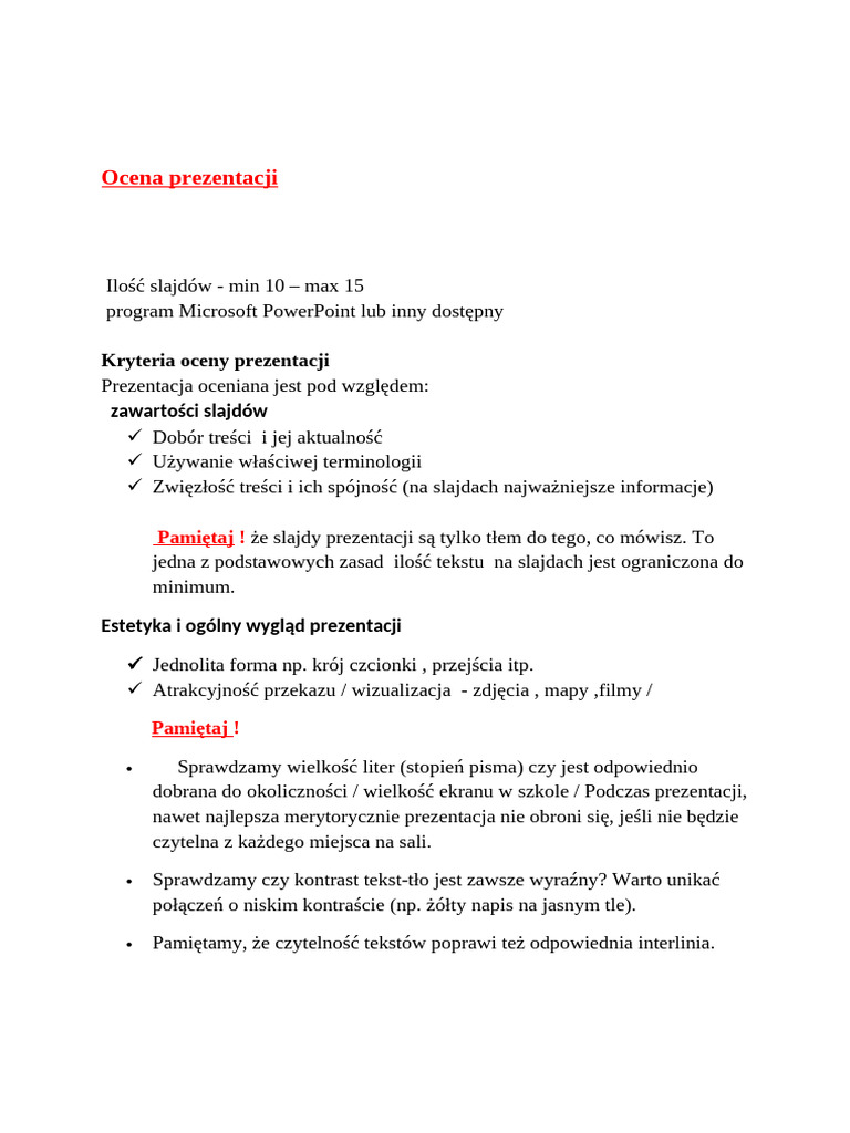 Ocena Prezentacji | PDF
