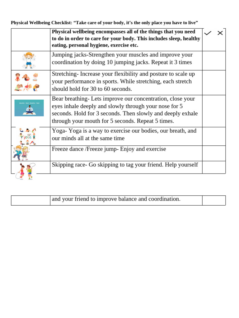 Social Wellness Checklist | PDF