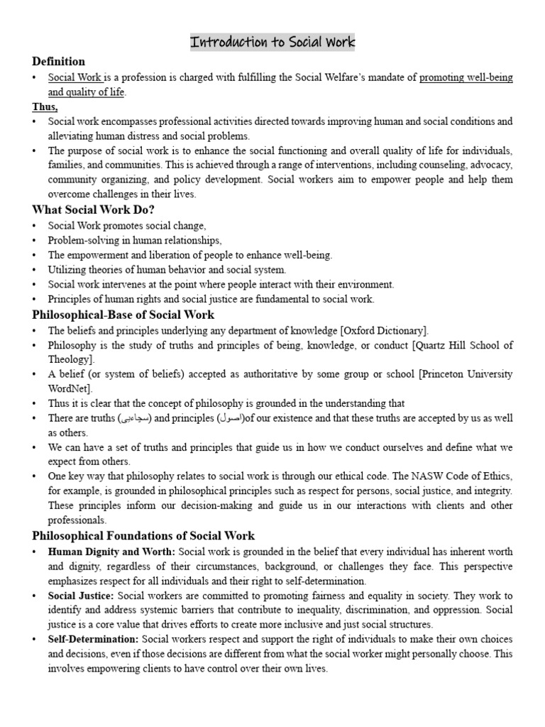Introduction To Social Work | PDF