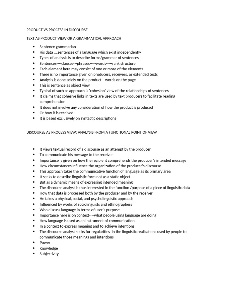 Product VS Process in Discourse | PDF