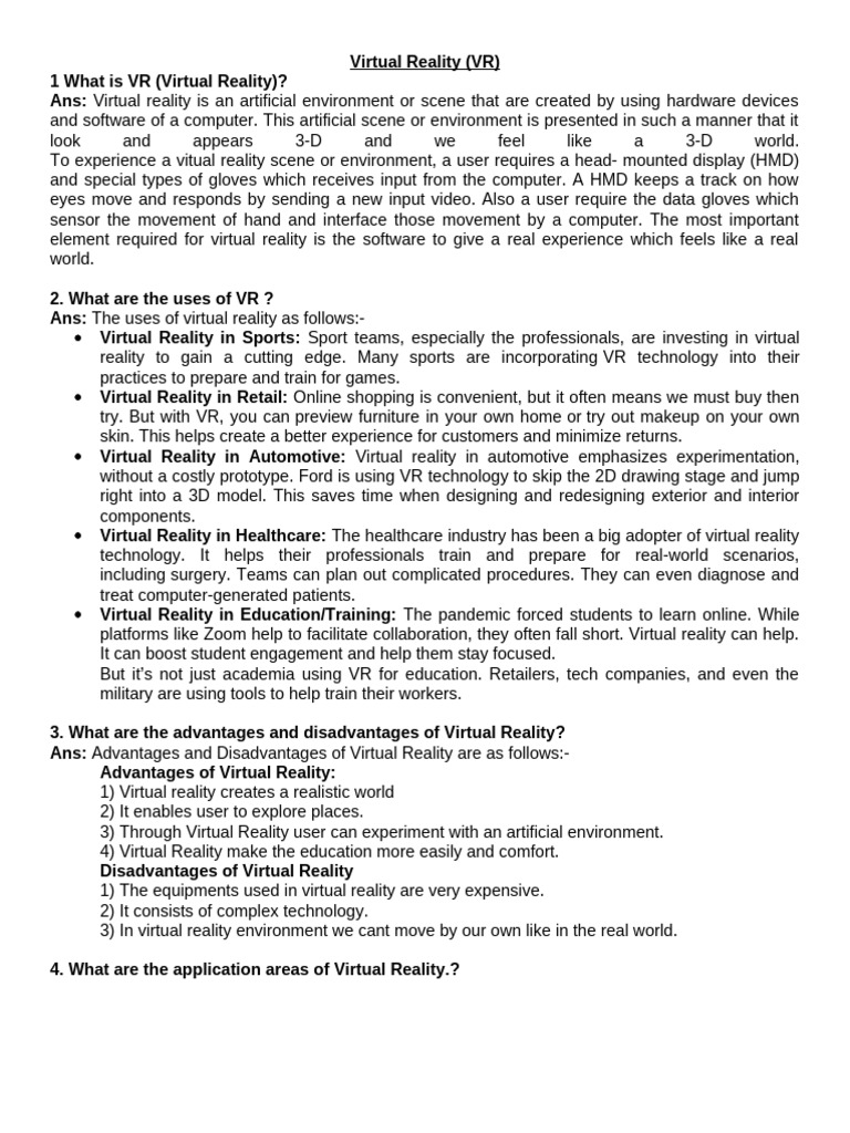 Unit7 Virtual Reality | PDF | Virtual Reality | Business