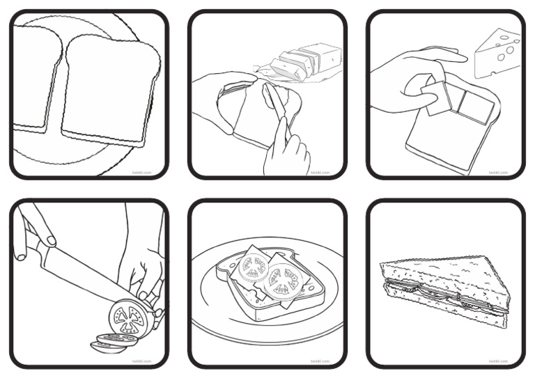 Secuencias 6 Pasos Hacer Un Sandwich Black and White | PDF