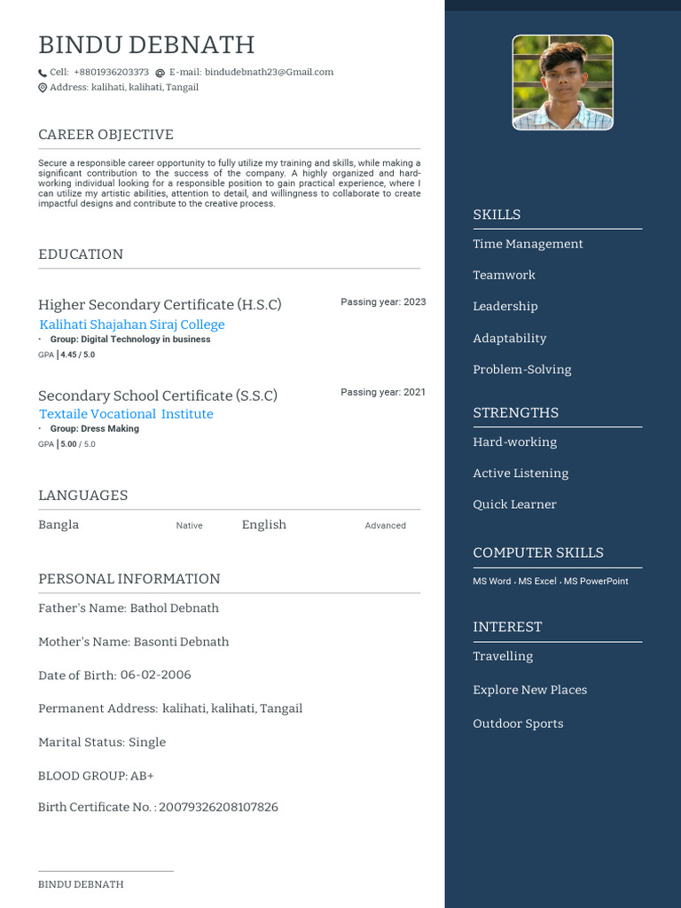 Bindu Debnath CV | PDF