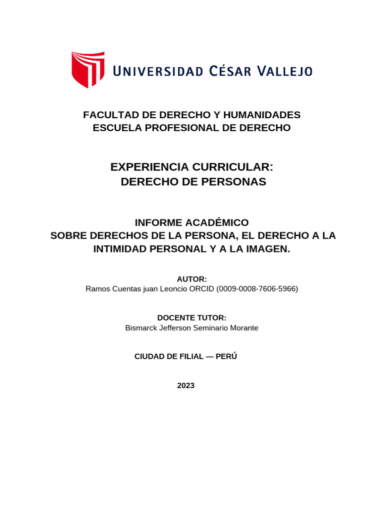 Sobre Derechos de La Persona, El Derecho A La Intimidad Personal y A La ...