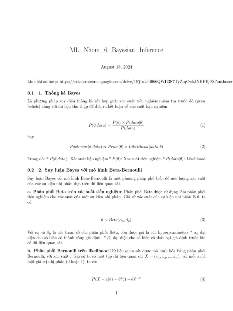 (ML) Nhóm 6 - Bayesian Inference | PDF
