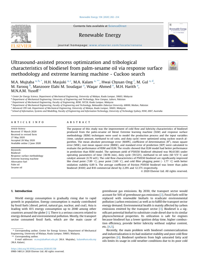 Ultrasound-Assisted Process Optimization and Tribological ...