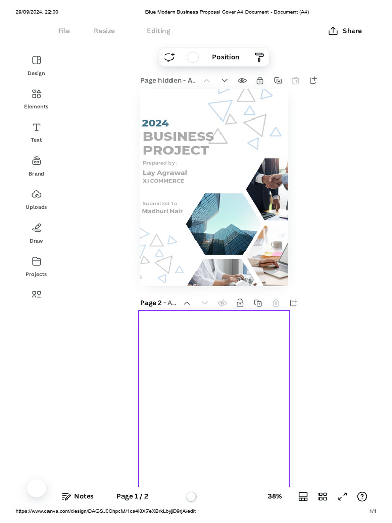 Blue Modern Business Proposal Cover A4 Document - Document (A4) | PDF