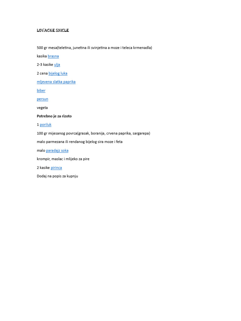 Lovacke Snicle Recept 30sep 24 | PDF