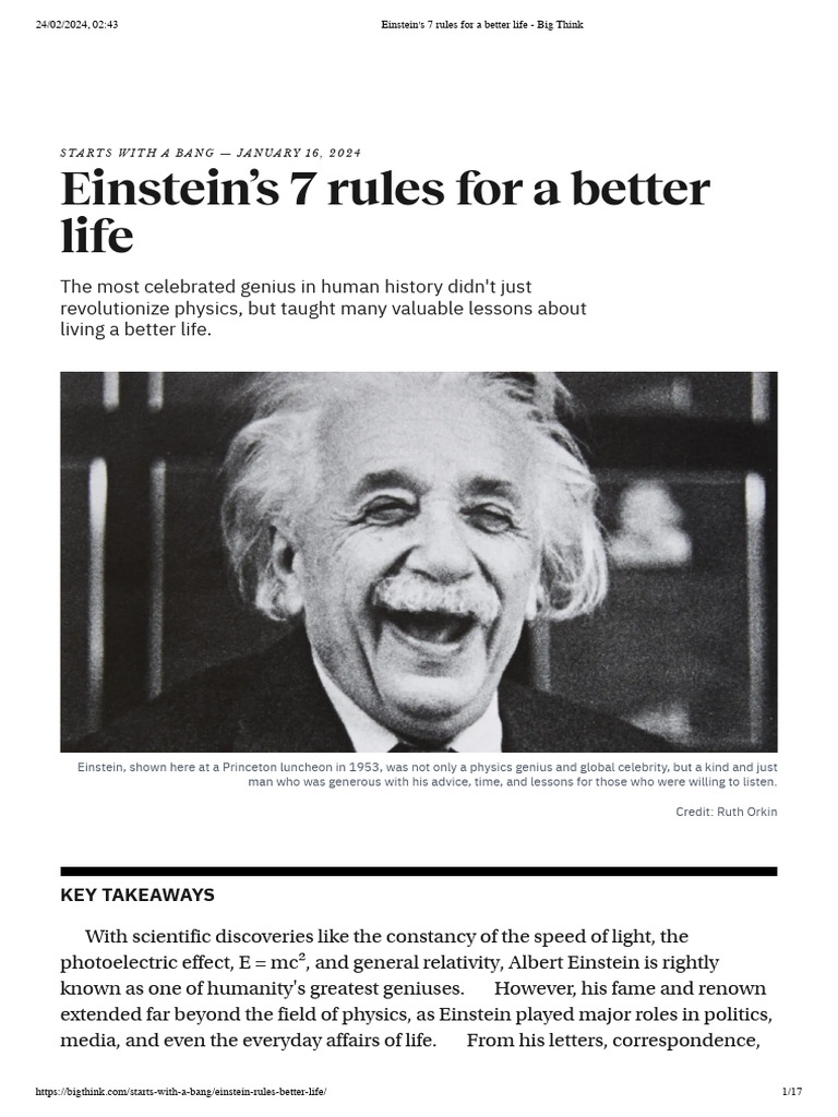Einstein's 7 Rules For A Better Life - Big Think | PDF