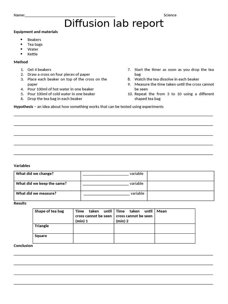 Difussion Lab Report | PDF