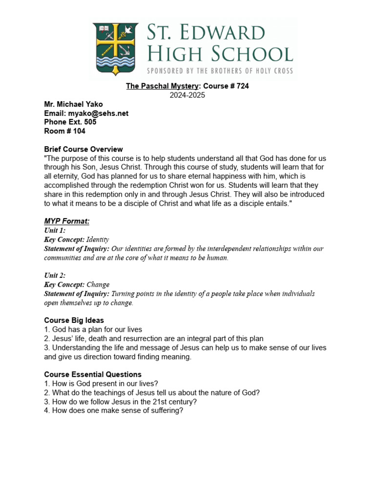 Understanding the Paschal Mystery Course | PDF | Academic Integrity | Jesus