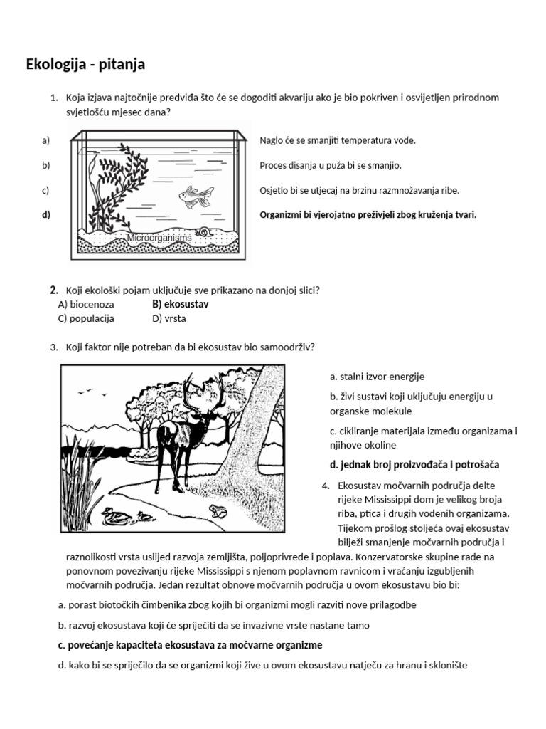Ekologija - Pitanja+odgovori HR | PDF