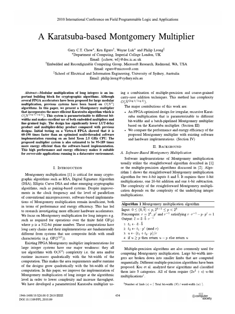 Montgomery and Karatsuba | PDF
