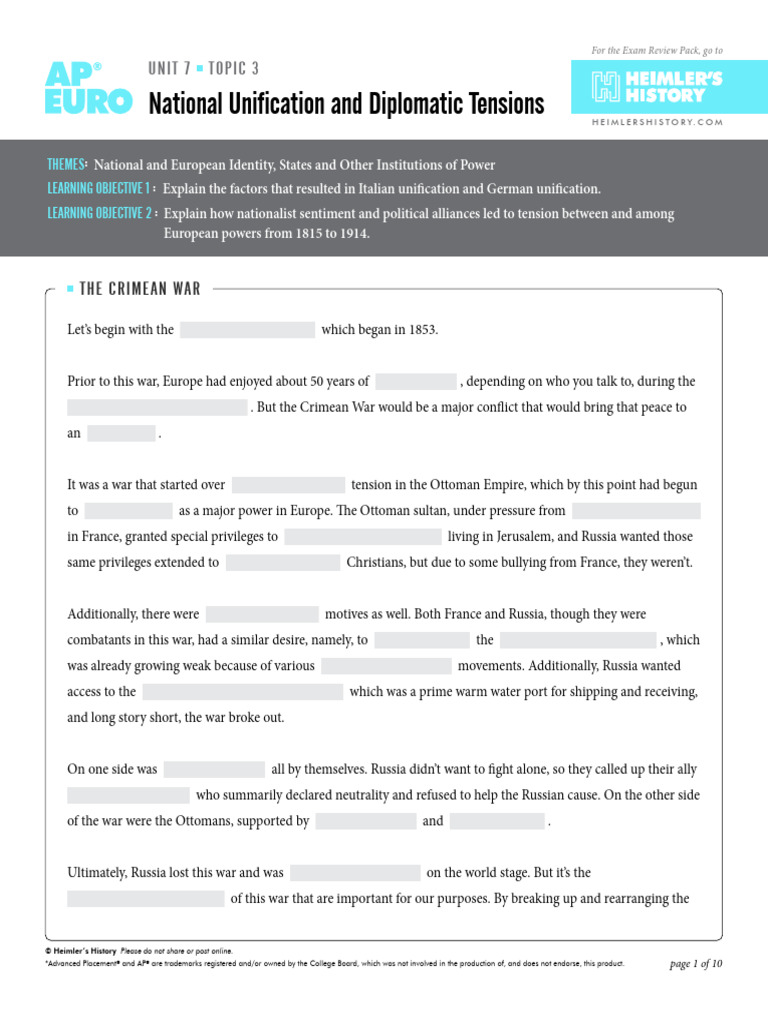 Noteguide Answer Key AP Euro Unit 7 Topic 3 | PDF