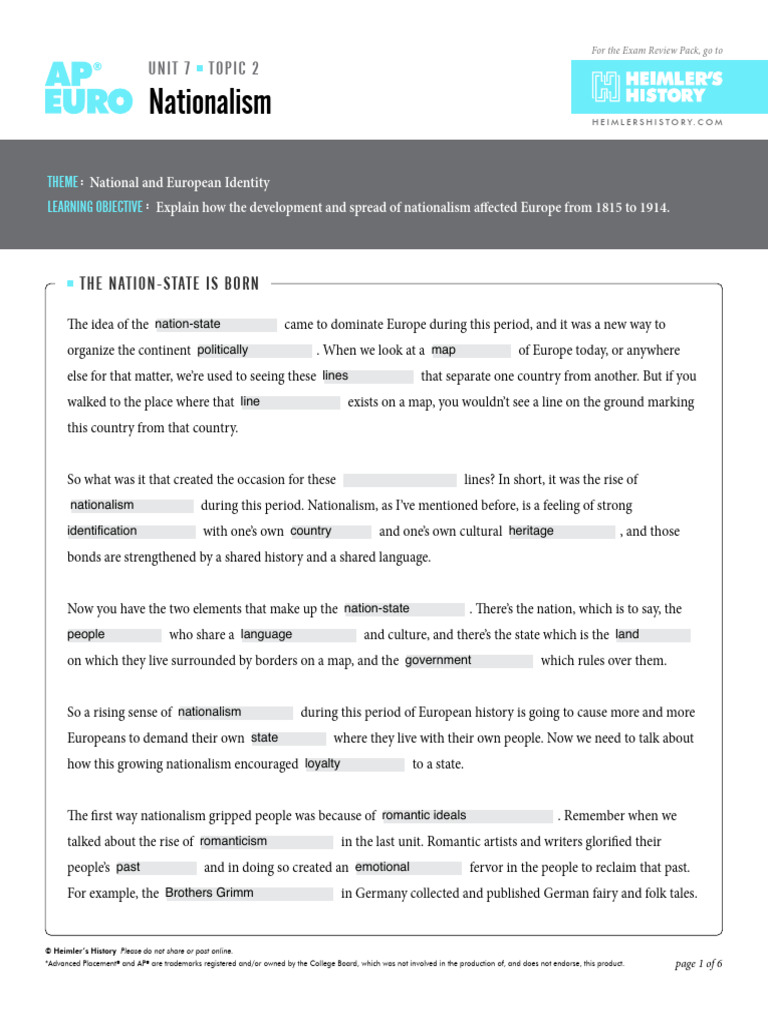 AP Euro Unit 7 Topic 2 Noteguides | PDF