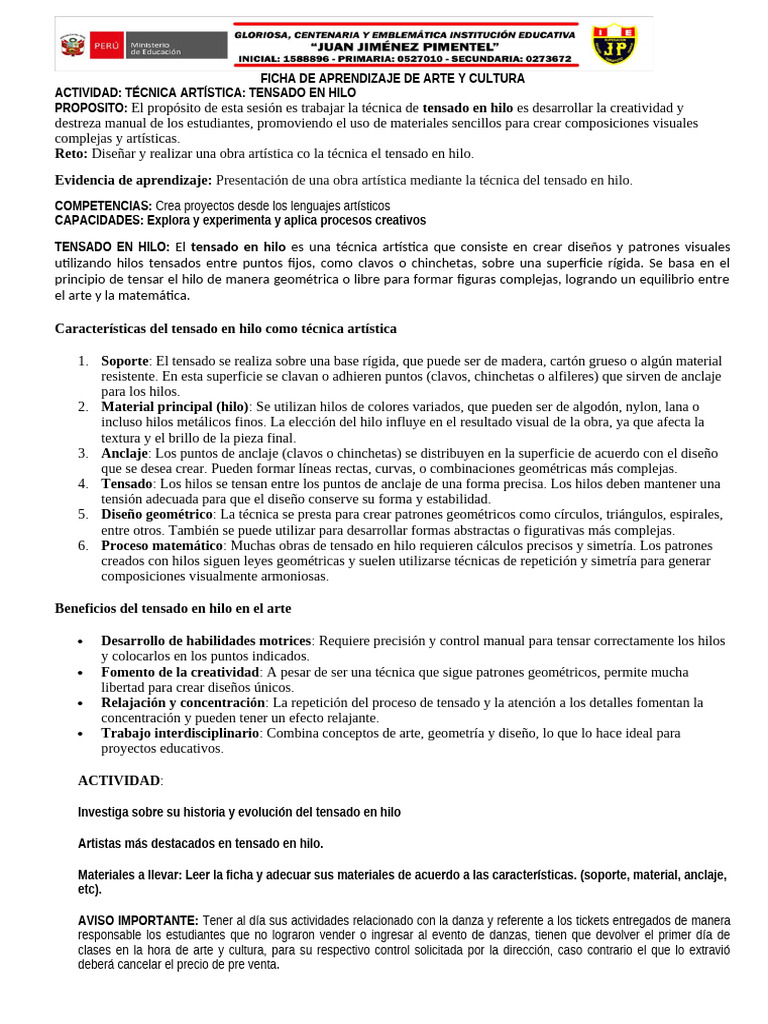 Ficha - Tecnica de Tensado en Hilo | PDF