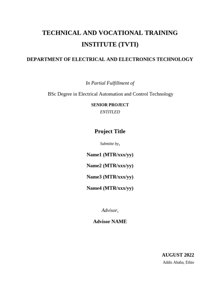 Final Verion For Project Documentation of EET Department | PDF