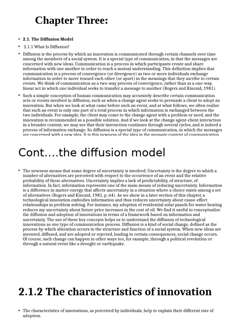 Chapter Three - Diffusion Theorem | PDF | Innovation | Career & Growth