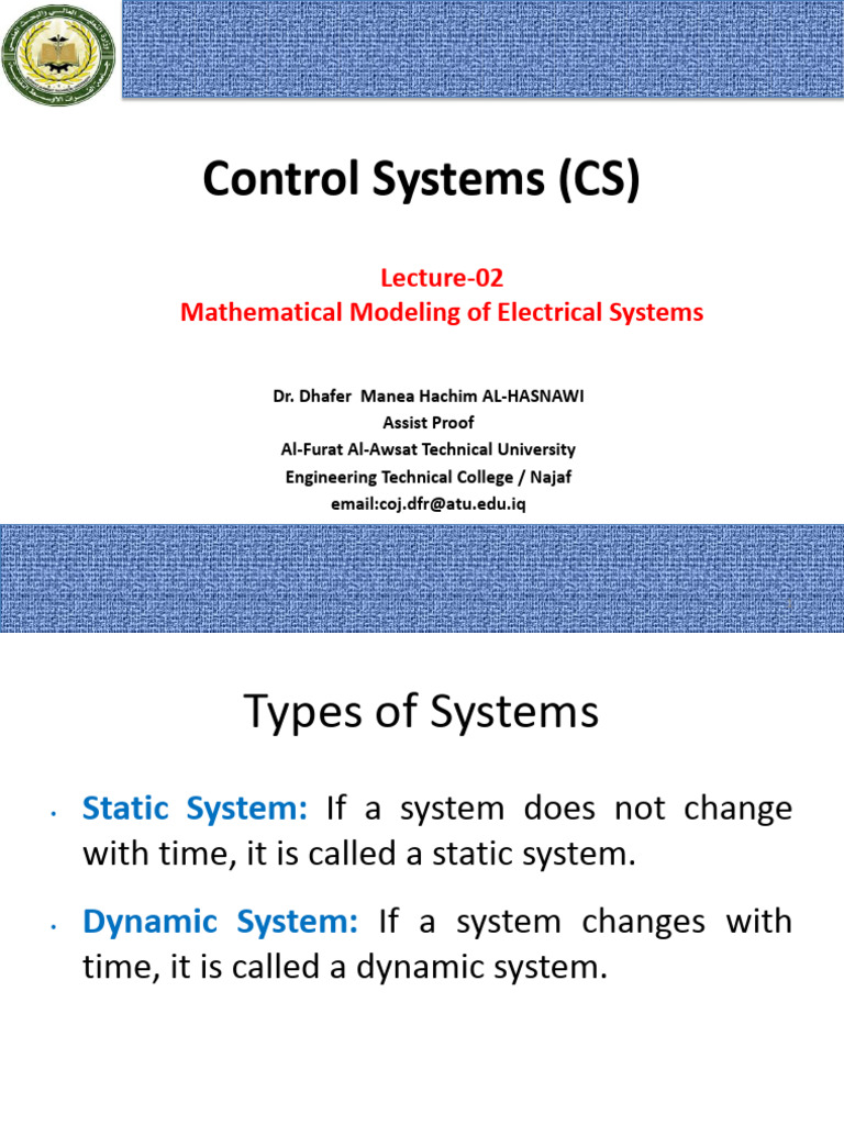 Mathematical Modeling of Electrical Systems | PDF | System | Mathematical Model