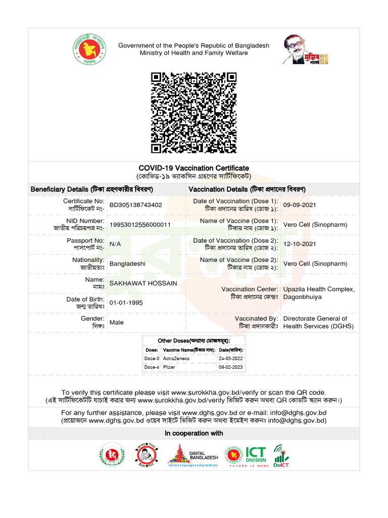 COVID Vaccine Certificate | PDF