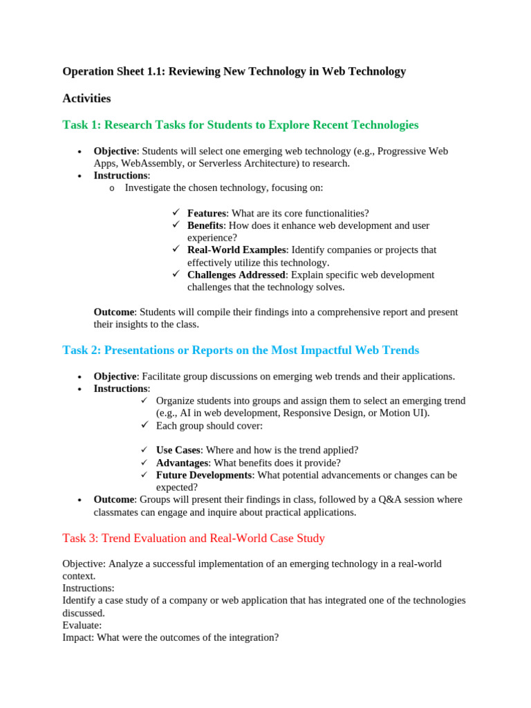 Operation Sheet 1 | PDF