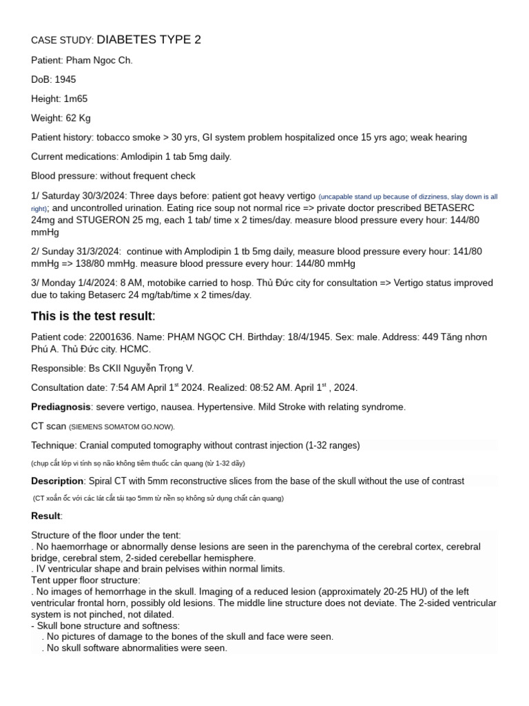 Final. Patient Ch. Case Study Diabetes | PDF