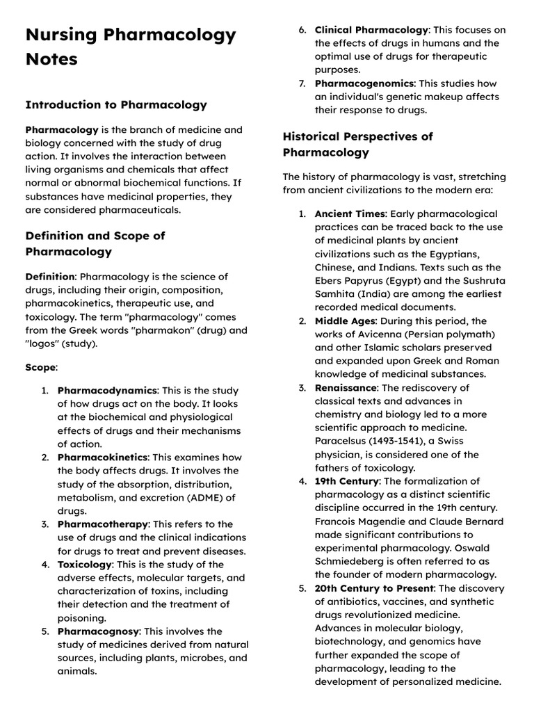 Extended Pharmacology Notes | PDF | Pharmacology | Self-Improvement