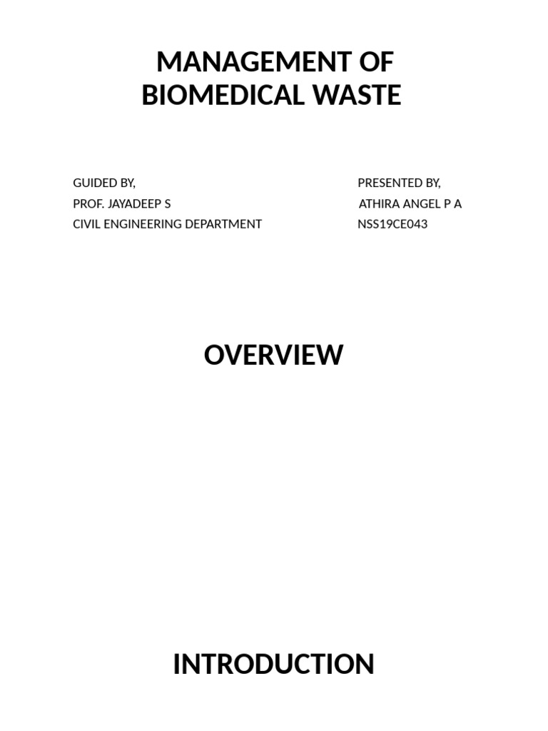 MANAGEMENT OF BIOMEDICAL WASTE (Autosaved) | PDF