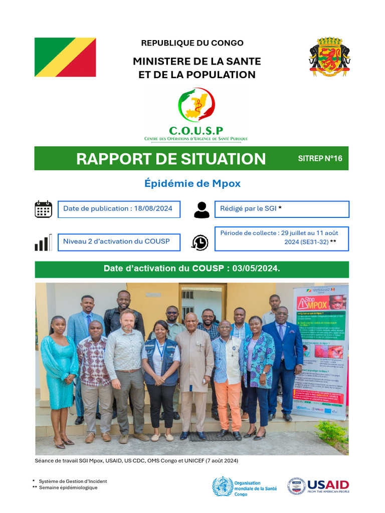 Sitrep Nâ°16 Mpox Republique Du Congo S31-32 | PDF