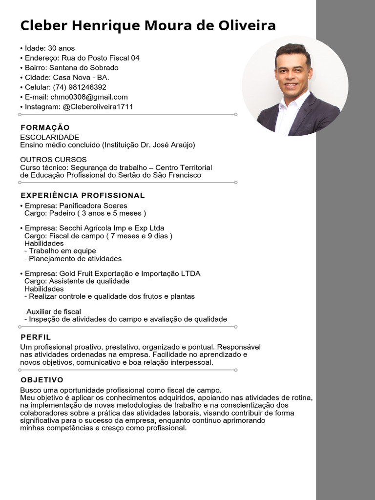 Currículo Cleber Oliveira | PDF