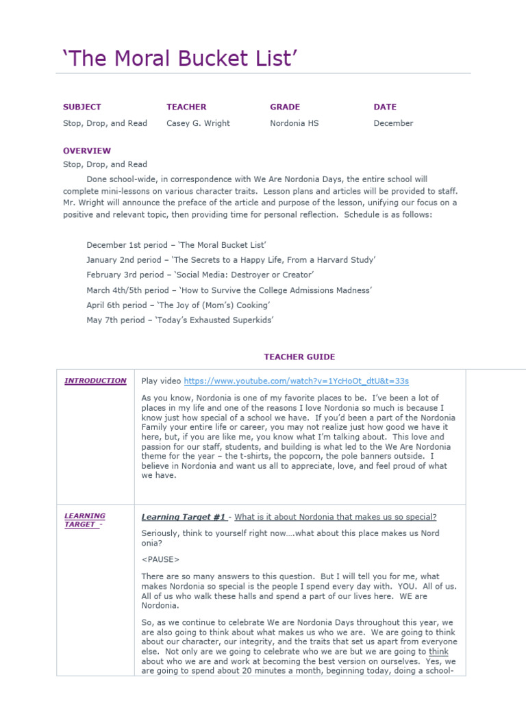 The Moral Bucket List | PDF