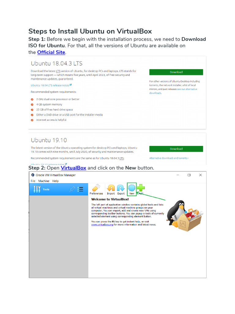 Steps To Install Ubuntu On VirtualBox | PDF