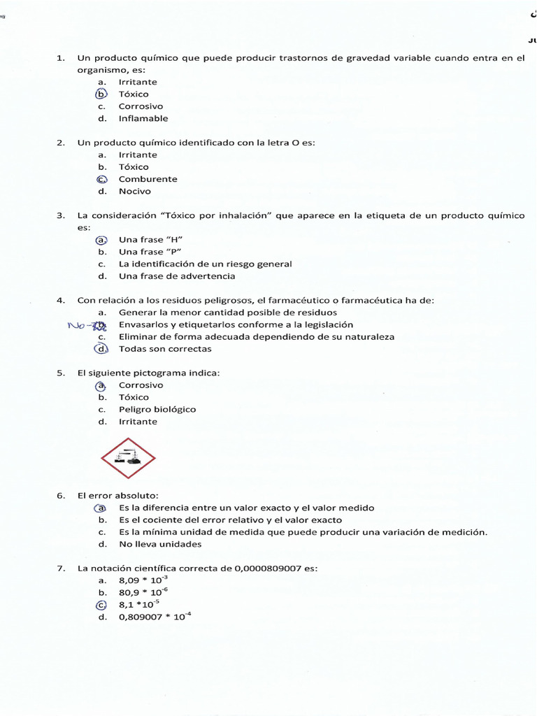 TEST Operaciones de Laboratorio I | PDF