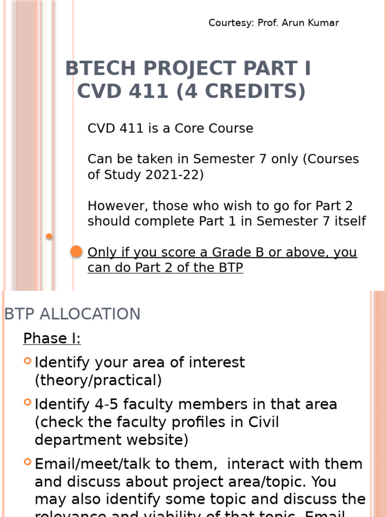 BTP - Presentation For 3 RD Year Students | PDF