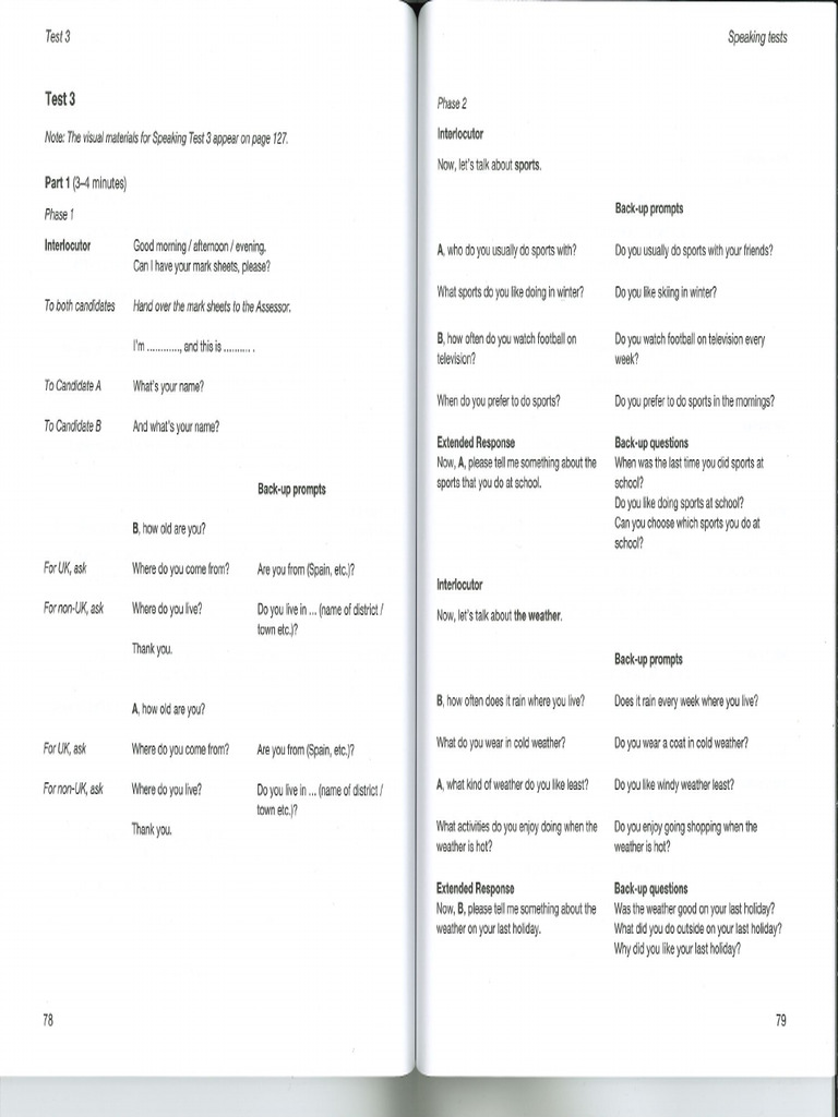 KET SPEAKING TEST 3 Curso 22-23 | PDF