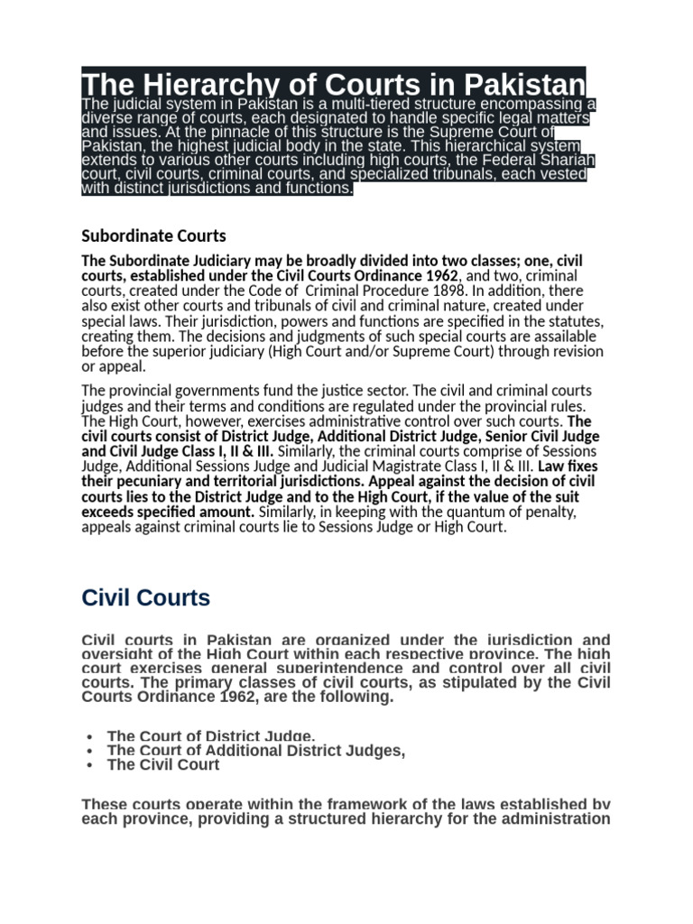 Hierarchy of Civil Courts | PDF