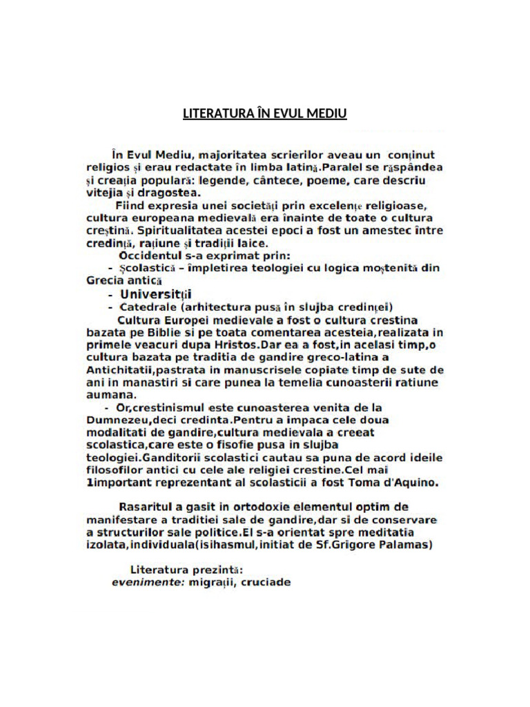 Literatura În Evul Mediu | PDF