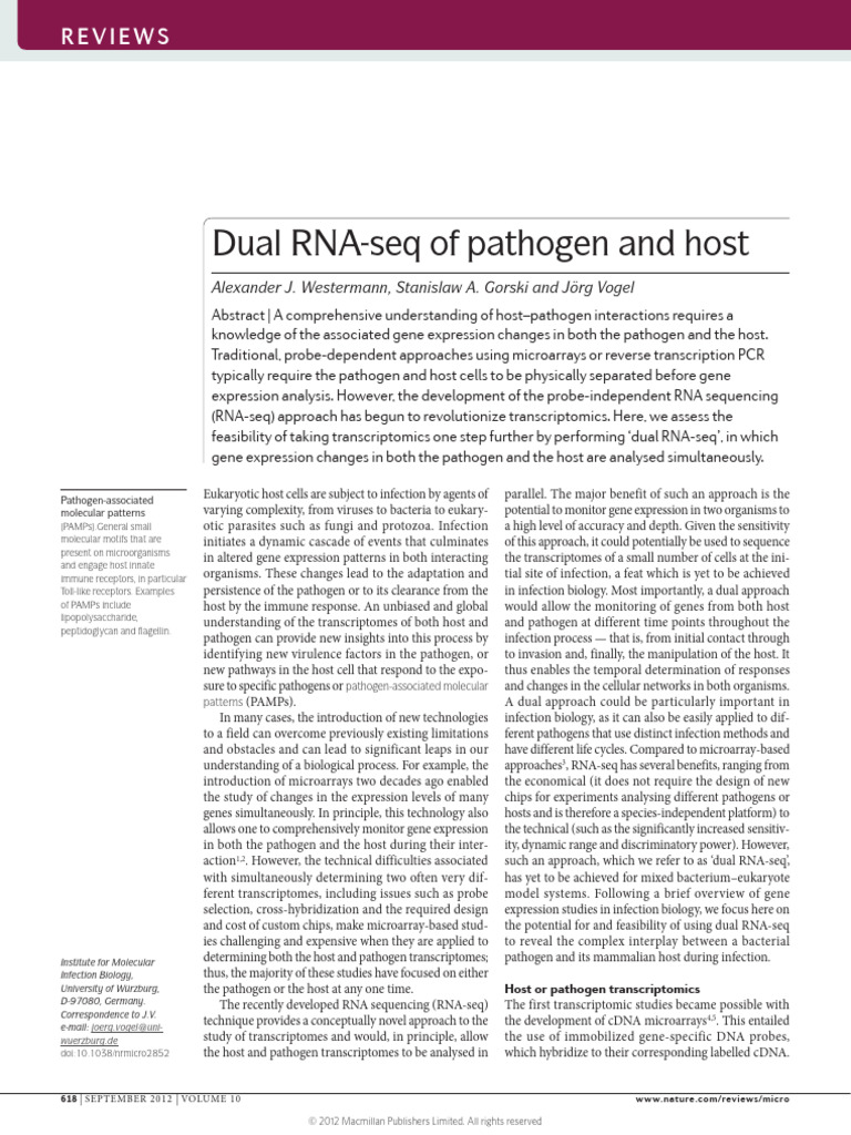 Dual RNA-Seq of Pathogen and Host | PDF