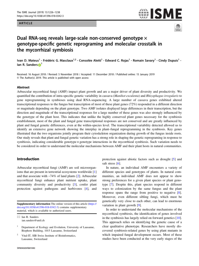 Dual RNA-seq Mycorrhizal Symbiosis | PDF