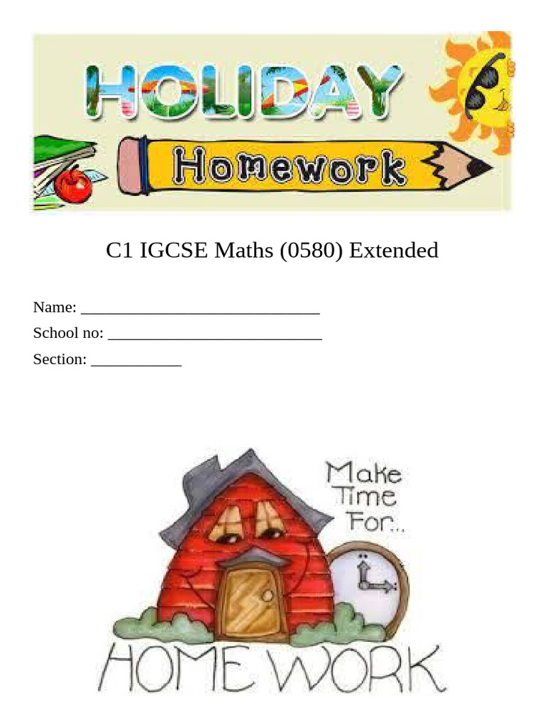 C1 Math Holidays Homework 2024 | PDF
