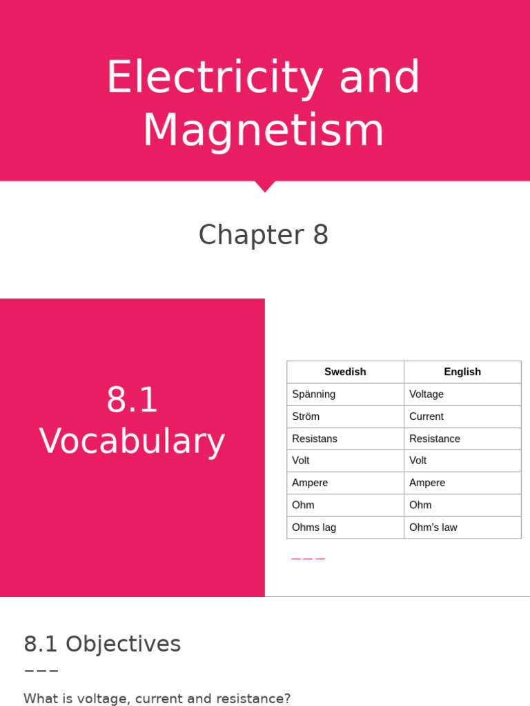 Unit 3 Chapter 8 - Electricity and Magnetism | PDF